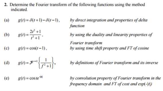 Solved Determine the Fourier transform of the following | Chegg.com