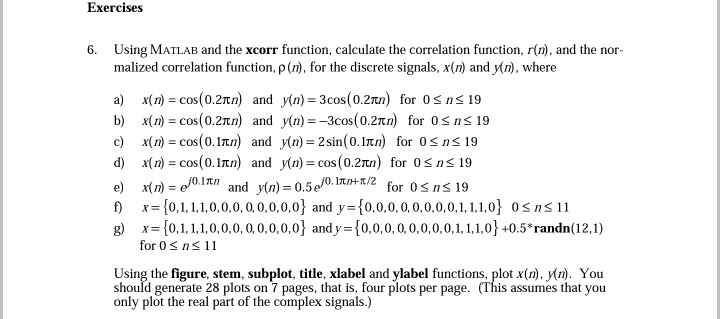 Solved Exercises 6 Using Matlab And The Xcorr Function 9900