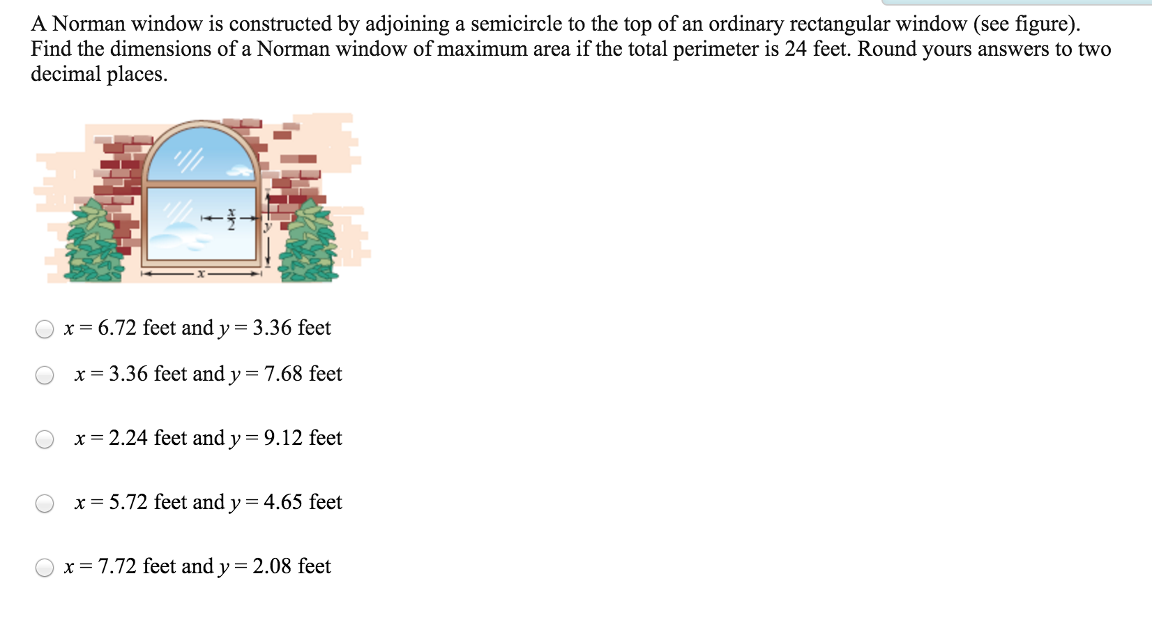 Solved (MULTIPLE CHOICE) A Norman window is constructed by | Chegg.com