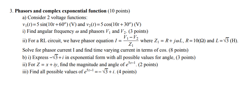 Solved 3. Phasors and complex exponential function (10 | Chegg.com