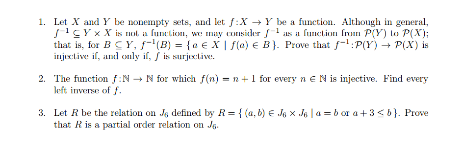 Let X and Y be nonempty sets, and let /: X -> Y be a | Chegg.com