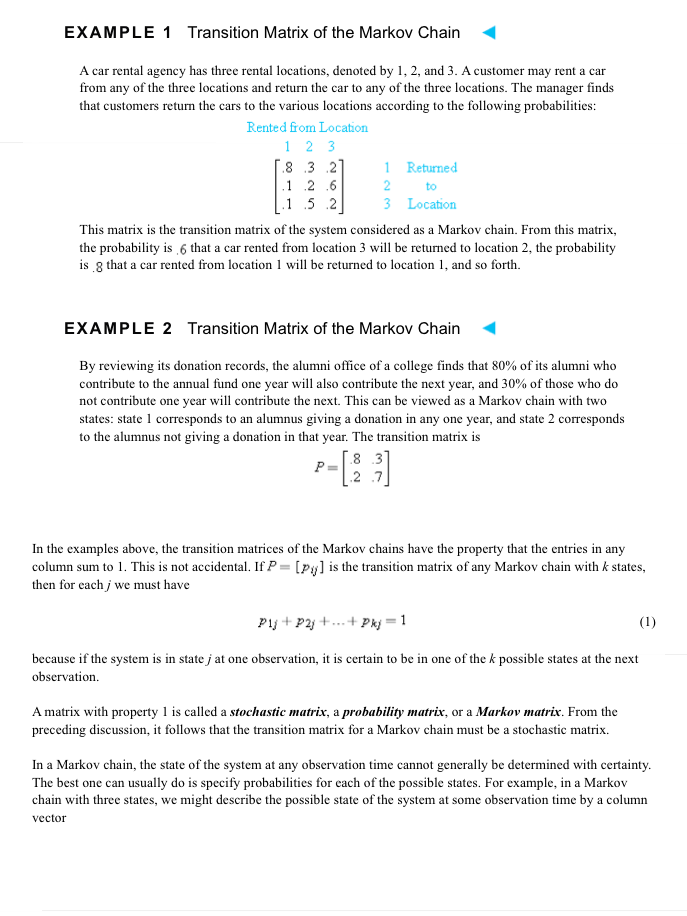 Solved Markov Chain: Suppose a region has migration matrix M | Chegg.com
