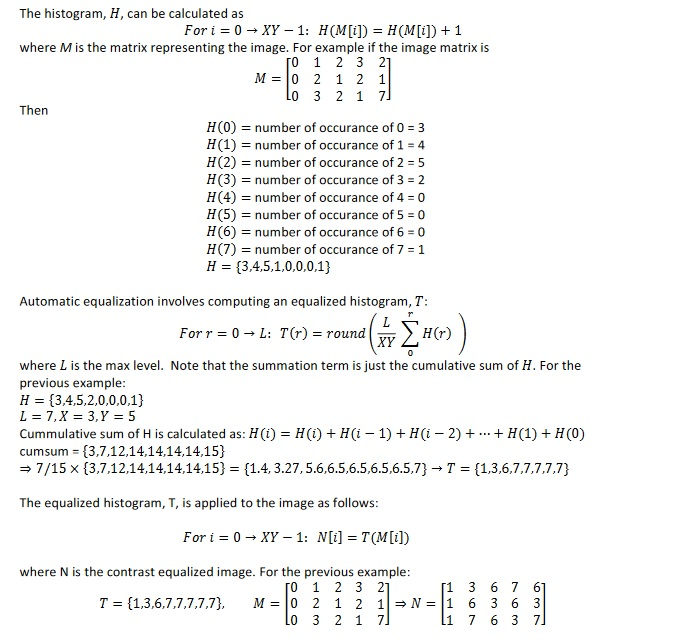 Compute an equalized image as a histogram using the | Chegg.com