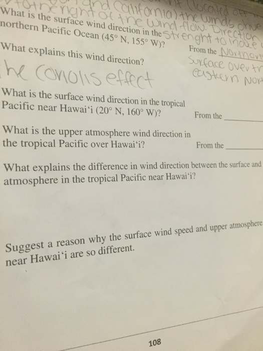 Solved What is the surface wind direction in the northern | Chegg.com