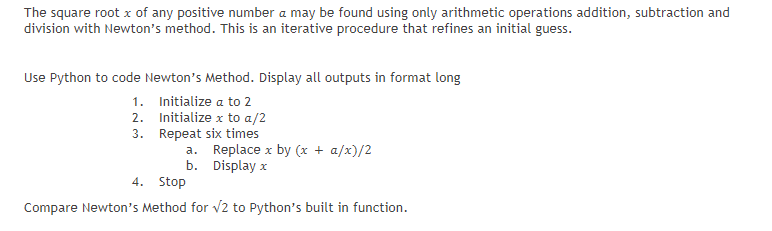Solved The square root x of any positive number a may be | Chegg.com Solved The square root x of any positive number a may be | Chegg.com