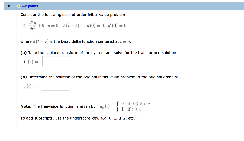 Solved -12 points Consider the following second-order | Chegg.com