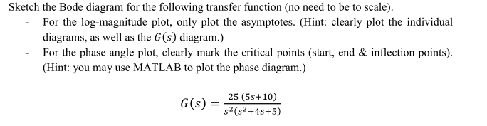 Solved Sketch the Bode diagram for the following transfer | Chegg.com