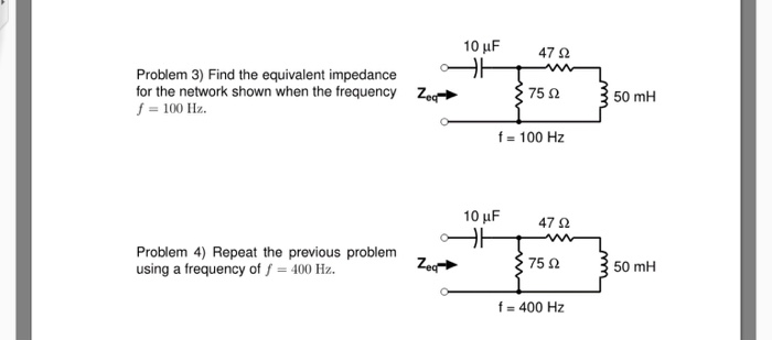 Solved Find the equivalent impedance for the network shown | Chegg.com