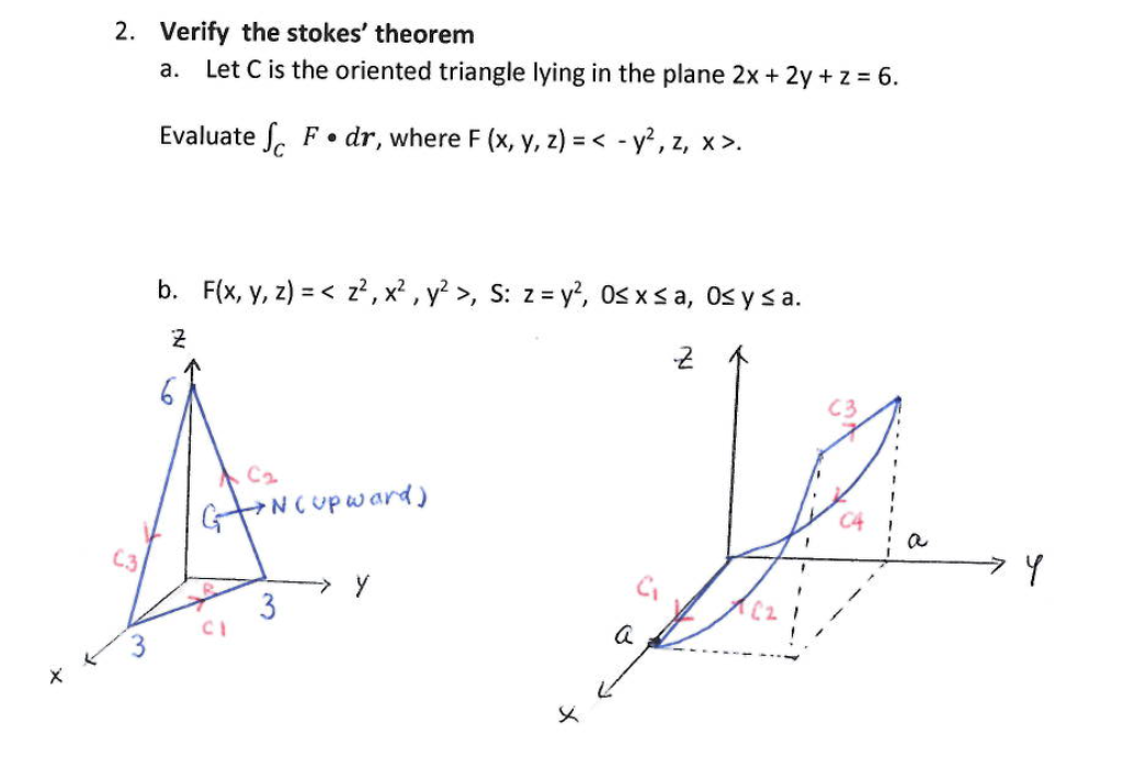 Solved 2. Verify the stokes' theorem a. Let C is the | Chegg.com