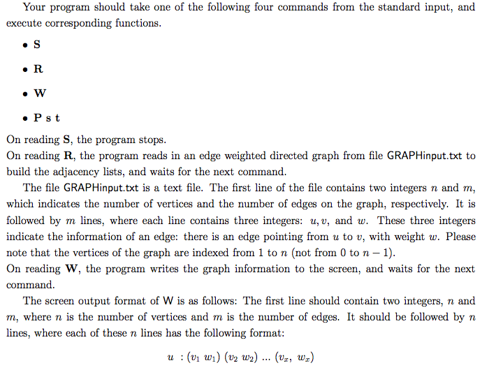 Solved Your program should take one of the following four | Chegg.com