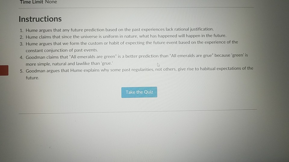 Solved Time Limit None Instructions 1. Hume argues that any | Chegg.com