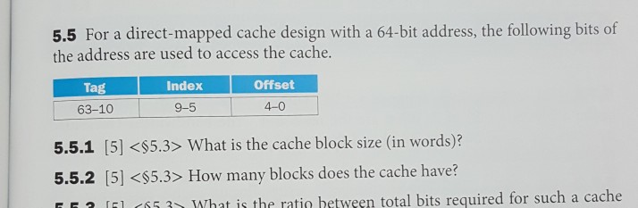 Solved 5.5 For a direct-mapped cache design with a 64-bit | Chegg.com