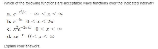 Solved Which of the following functions are acceptable wave | Chegg.com