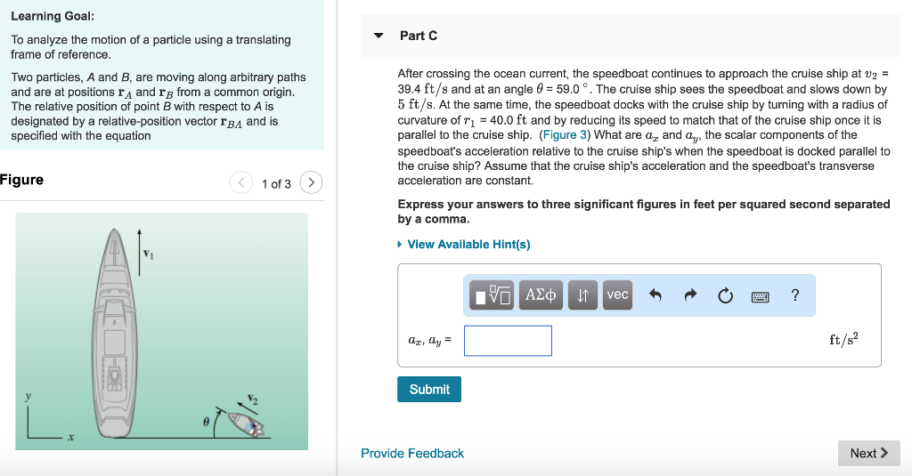 Solved Learning Goal: Part C To analyze the motion of a | Chegg.com