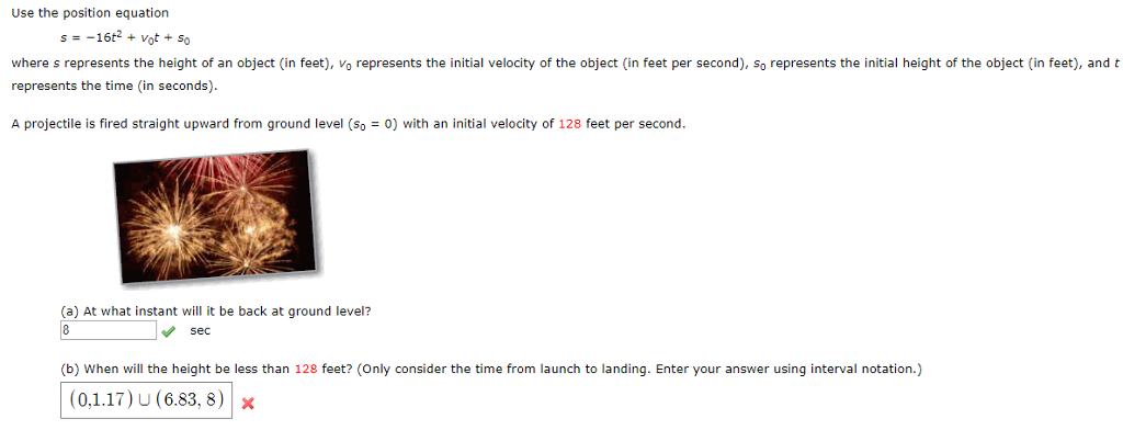 Solved Use the position equation 1ot +So where s represents | Chegg.com