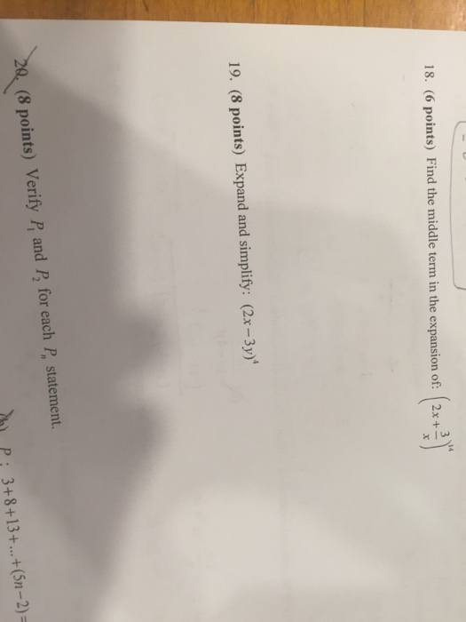 Solved Find the middle term in the expansion of. (2x + | Chegg.com