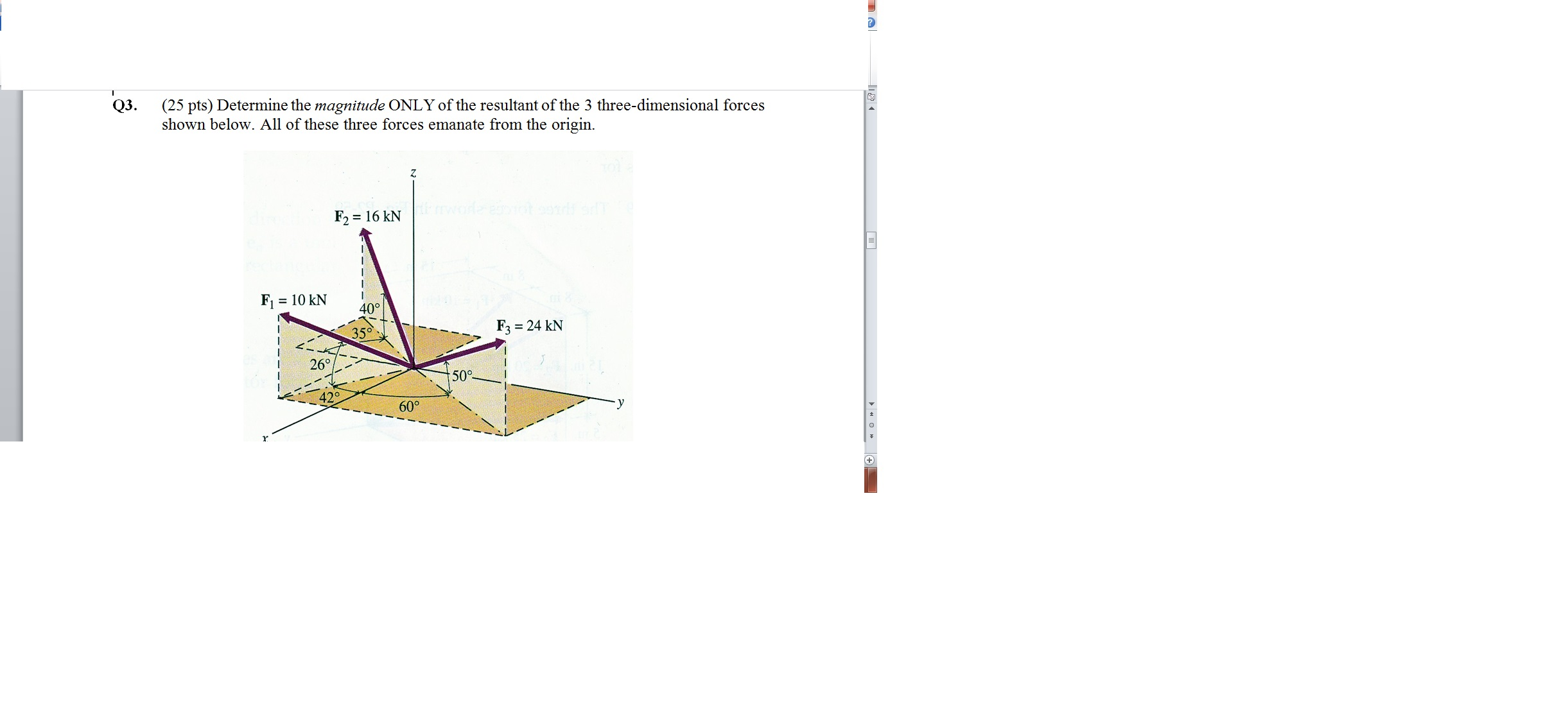 Solved Determine the magnitude ONLY of the resultant of the | Chegg.com