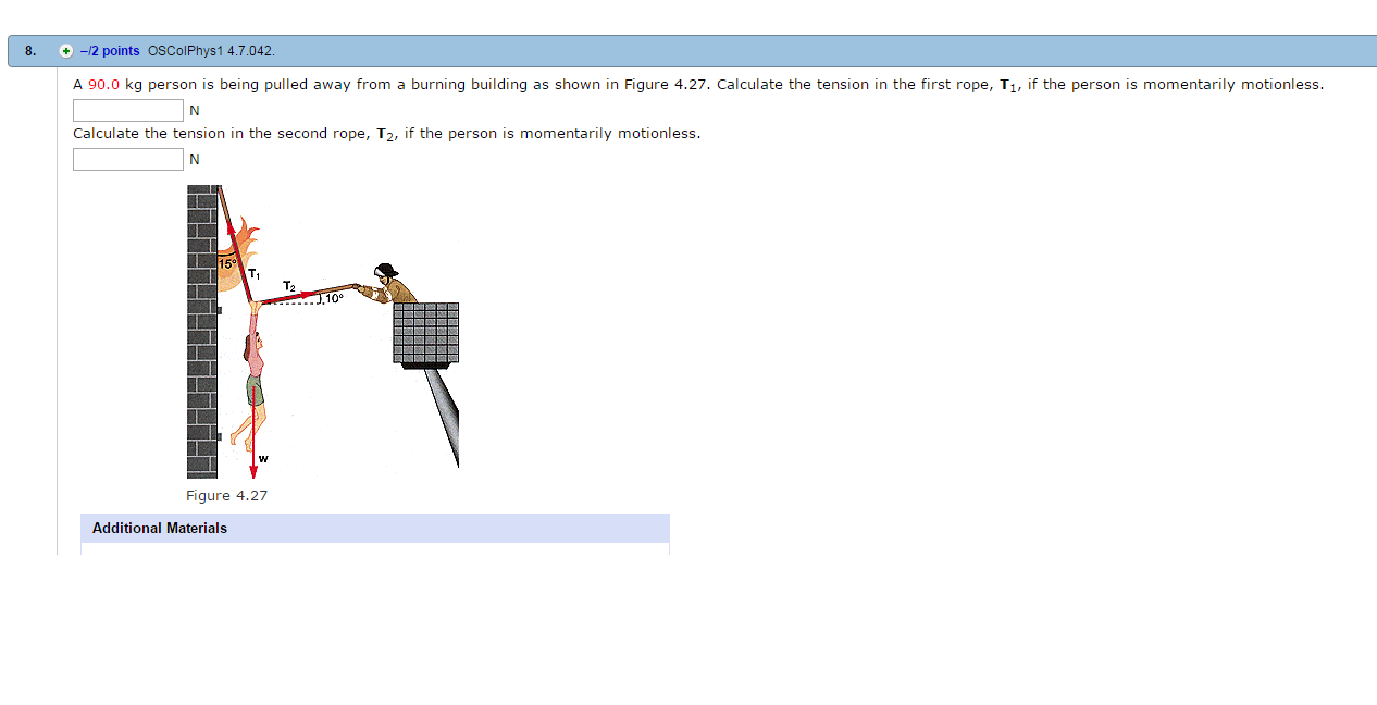 Solved A 90.0 kg person is being pulled away from a burning | Chegg.com