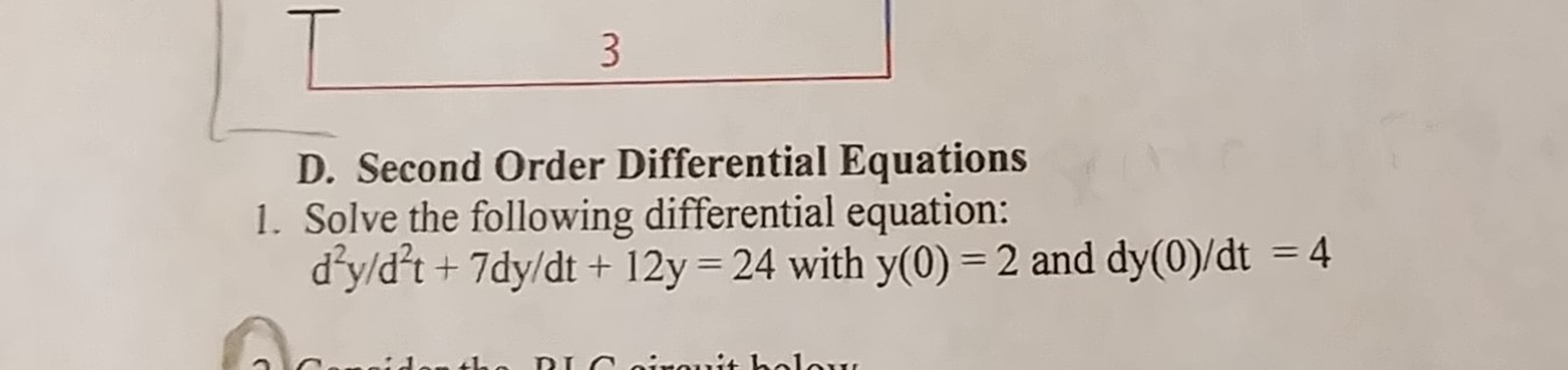 Solved Second Order Differential Equations Solve the | Chegg.com