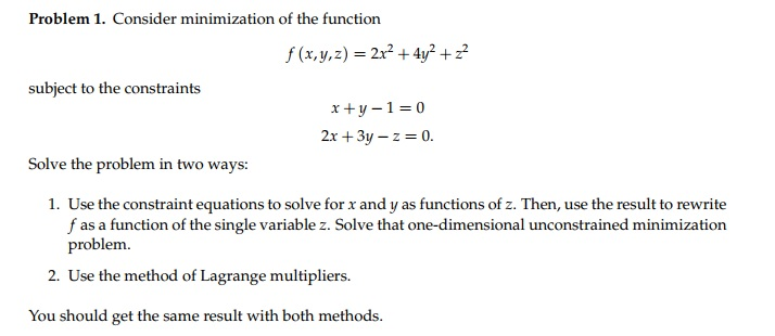 Solved Problem 1. Consider minimization of the function f | Chegg.com