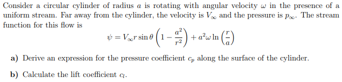 Solved Consider a circular cylinder of radius a is rotating | Chegg.com