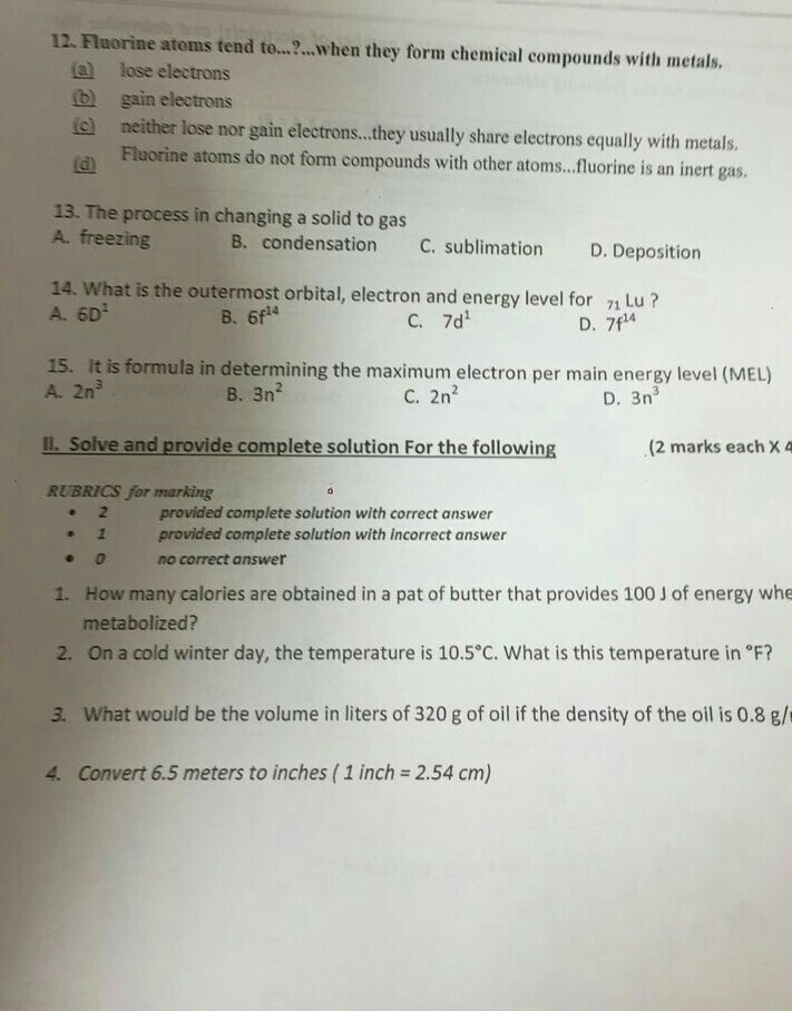 Solved 12. Fluorine atoms tend to..... .when they form | Chegg.com