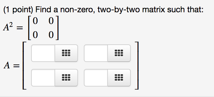 Solved (1 point) Find a non-zero, two-by-two matrix such | Chegg.com
