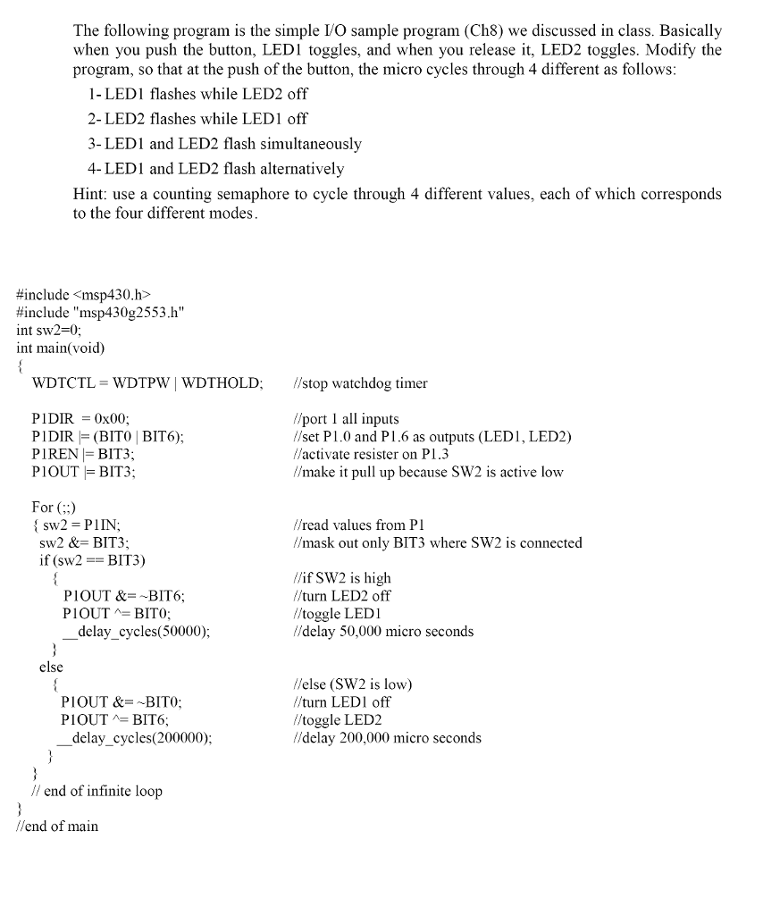 Solved The following program is the simple LO sample program | Chegg.com
