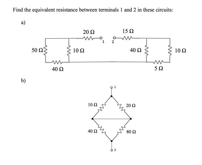 Solved Find the equivalent resistance between terminals 1 | Chegg.com