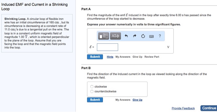 Solved Induced EMF and Current in a Shrinking Loop | Chegg.com