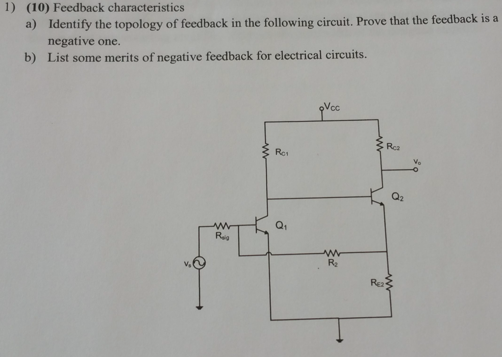 Solved (10) Feedback characteristics a) 1) Identify the | Chegg.com