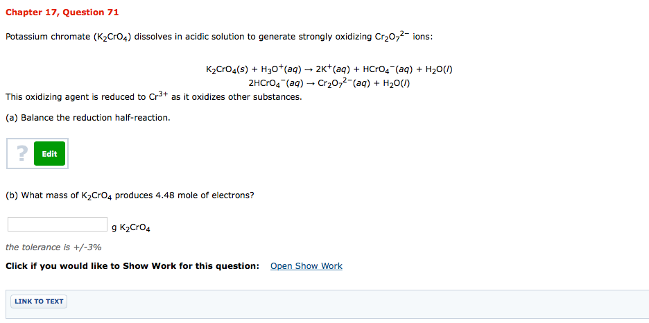 Solved Chapter 17, Question 71 Potassium chromate (K2CrO4) | Chegg.com