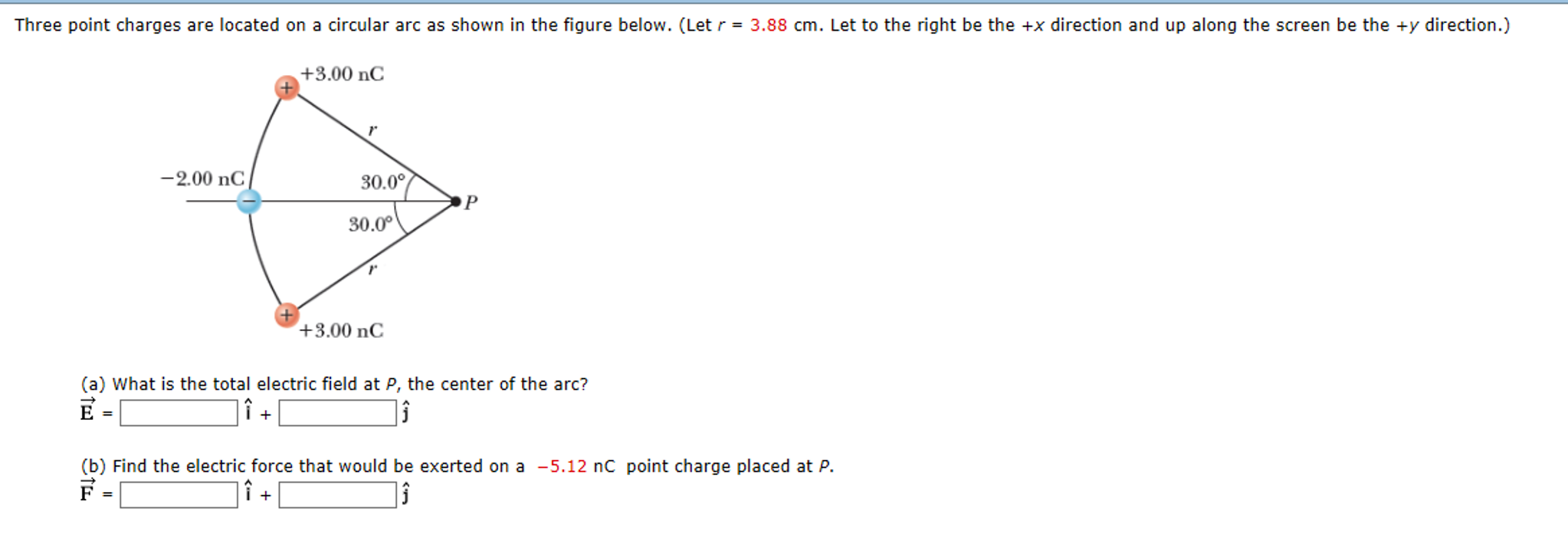 Solved Three point charges are located on a circular arc as | Chegg.com