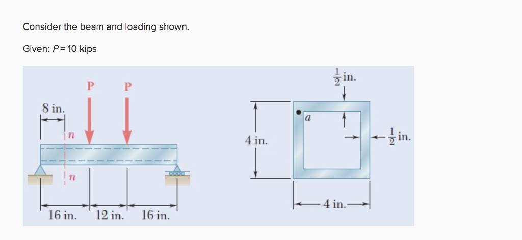 Solved Consider the beam and loading shown Given: P= 10 kips | Chegg.com