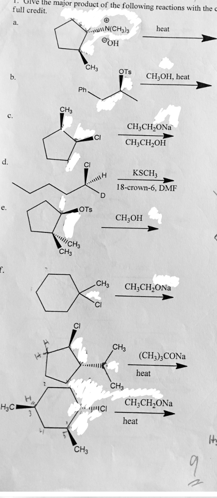 Solved . Give the major product of the following reactions | Chegg.com