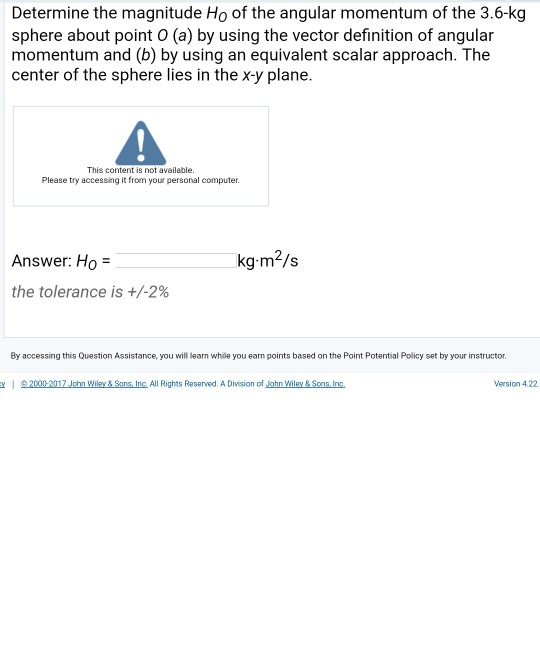 Solved Determine The Magnitude Ho Of The Angular Momentum Of