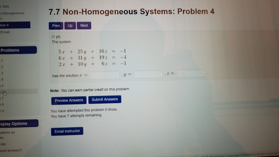 Solved 7.7 Non-Homogeneous Systems: Problem 4 -Homogeneous | Chegg.com