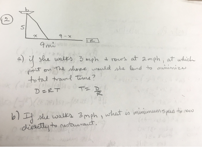 Solved If she walks 3 mph and rows at 2 mph, at which | Chegg.com