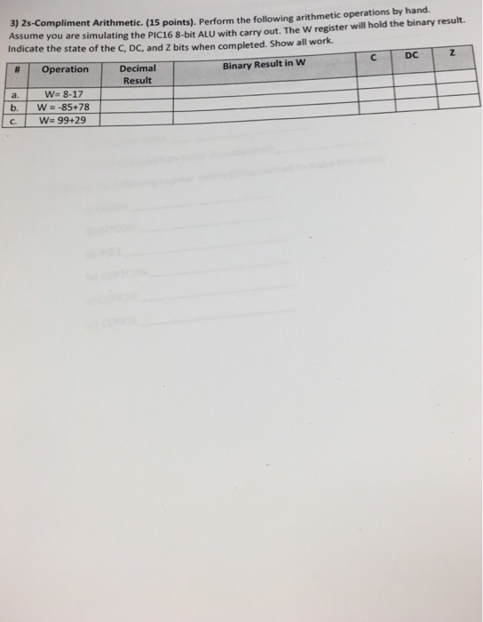 Solved Perform the following arithmetic operations by hand. | Chegg.com