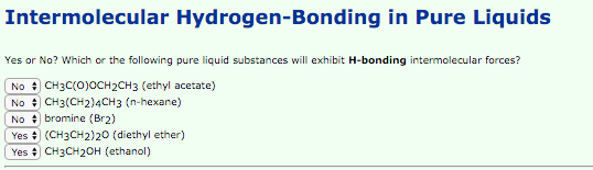Solved Intermolecular Hydrogen-Bonding in Pure Liquids Yes | Chegg.com