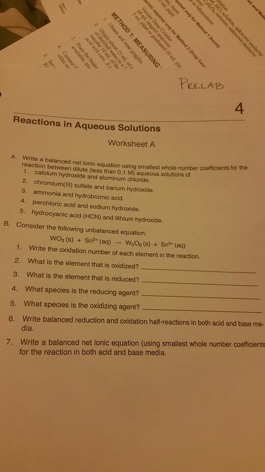 Solved RELAB 4 Reactions in Aqueous Solutions Worksheet A A. | Chegg.com