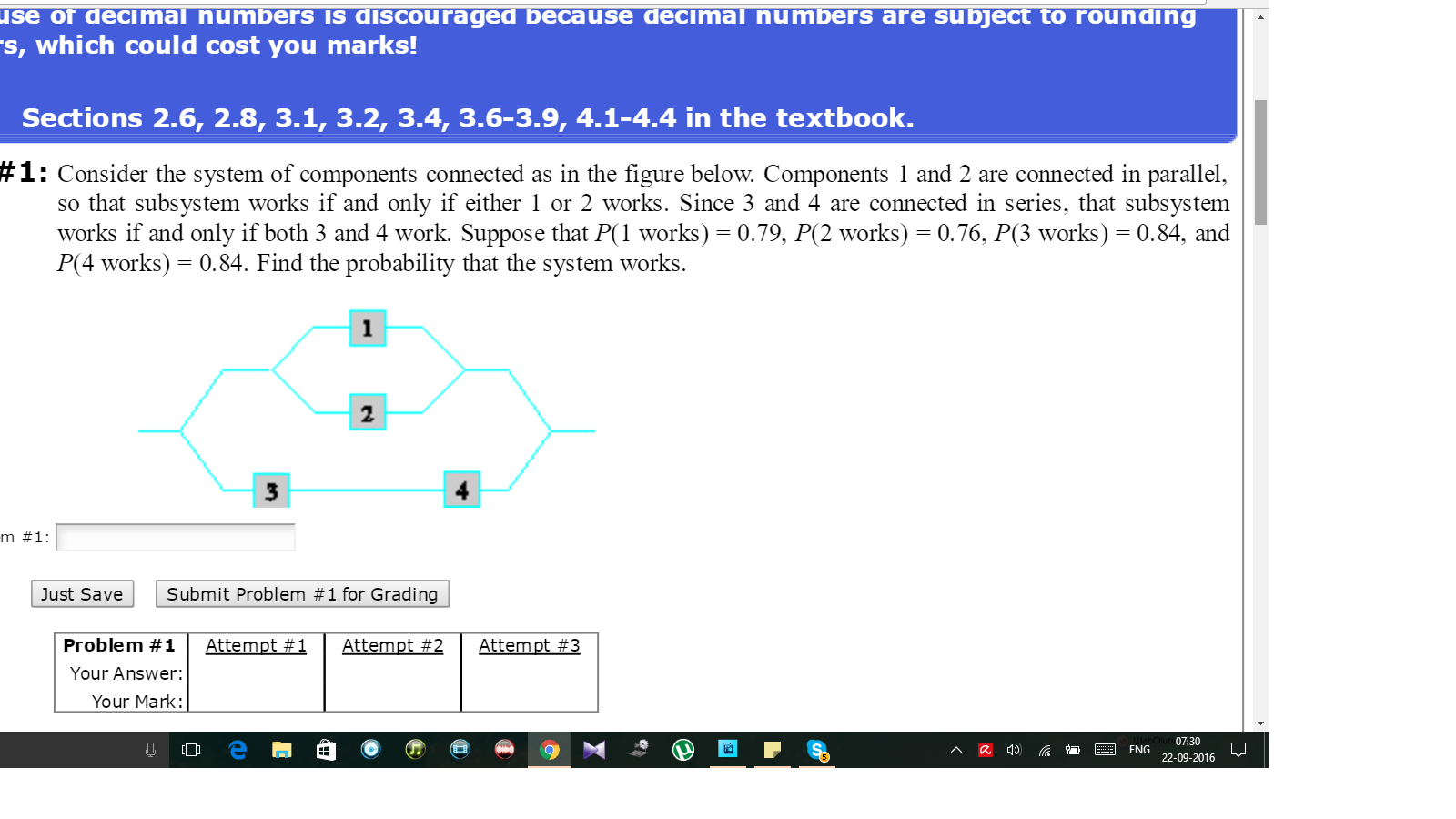 Solved Consider the system of components connected as in the | Chegg.com