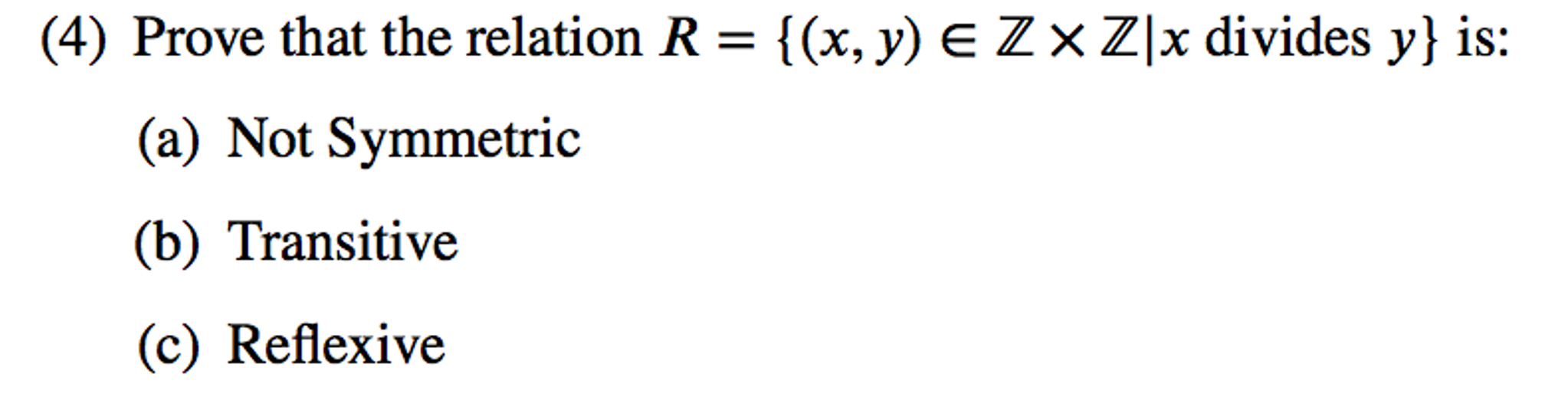 Solved Prove that the relation R = {(x, y) elementof Z times | Chegg.com