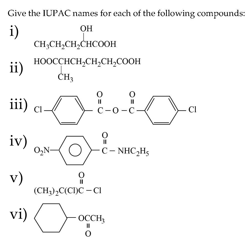 Solved Give the IUPAC names for each of the following | Chegg.com