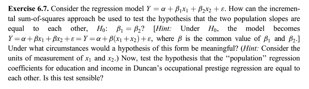 Consider the regression model Y = alpha + beta_1 x_1 | Chegg.com