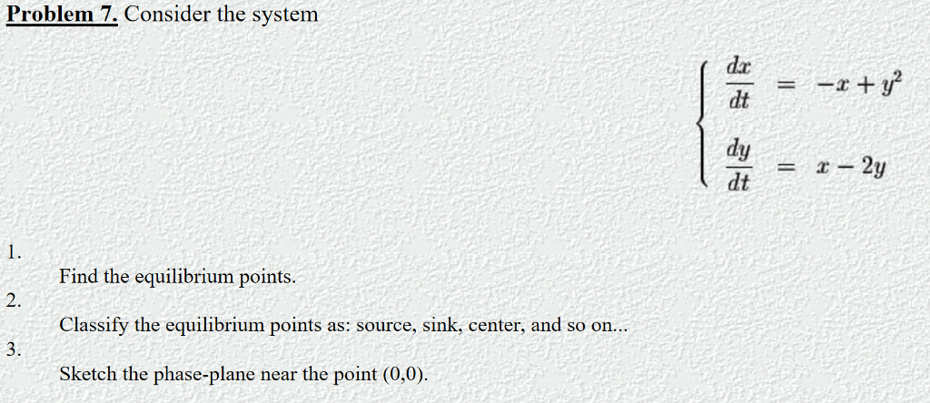 Solved Consider the system dr dy Find the equilibrium points | Chegg.com