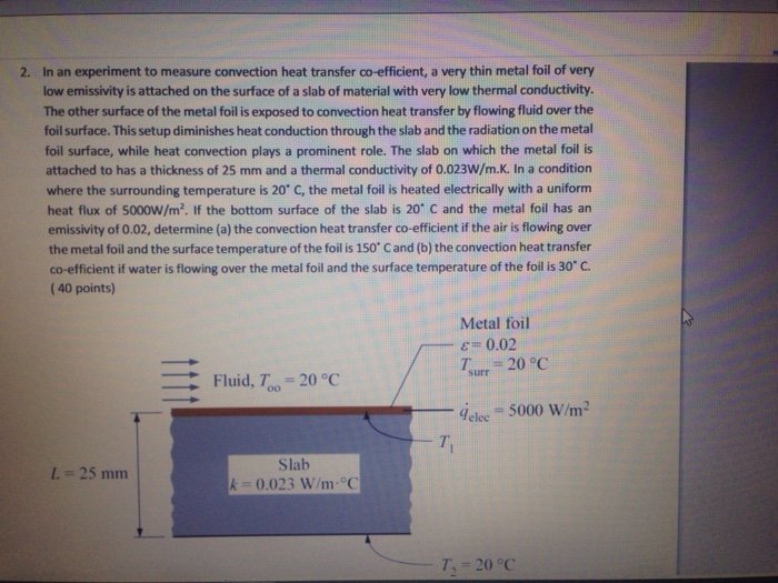 Solved In an experiment to measure convection heat transfer | Chegg.com