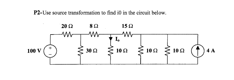 Solved Use source transformation to find i0 in the circuit | Chegg.com