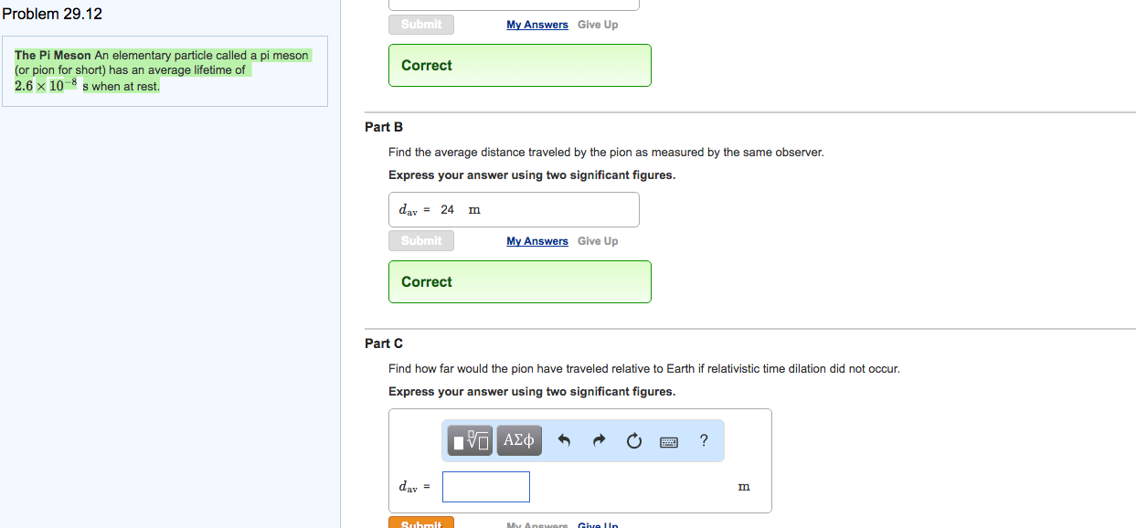 Solved The Pi Meson An elementary particle called a pi meson | Chegg.com