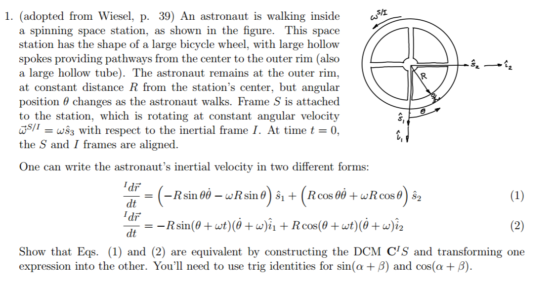 An astronaut is walking inside a spinning space | Chegg.com